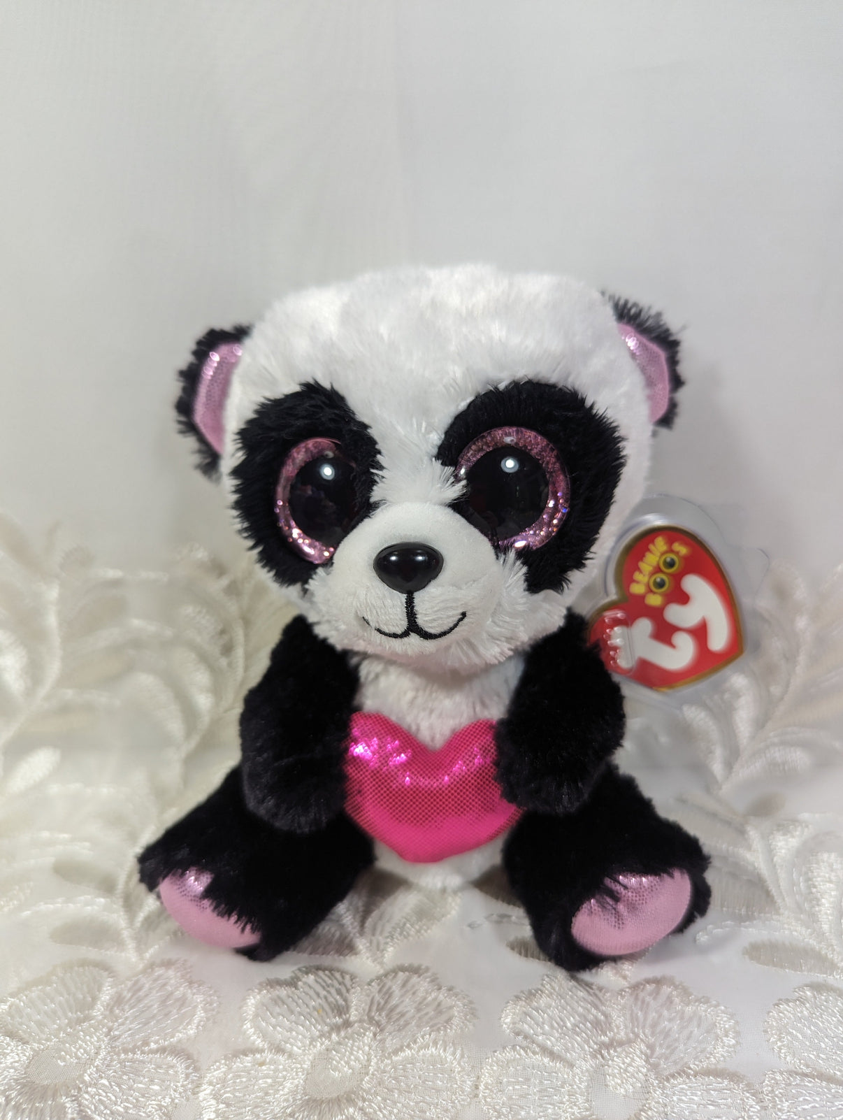 TY Beanie Boo - Cutie Pie The Panda Holding Heart (6in) - Vintage ...